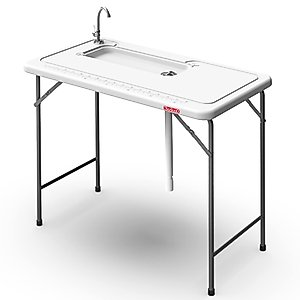 TooGooD Folding Fish Cleaning Table with Sink, Portable Camping Dish Washing Station w/ 31' Ruler Integrated