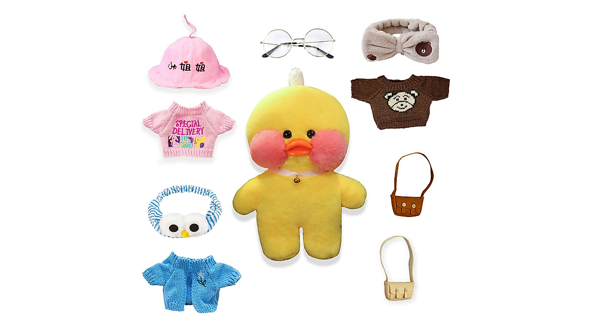 Cute MOMIU Yellow Duck Plush Toy with Clothes - Perfect Gift for Kids