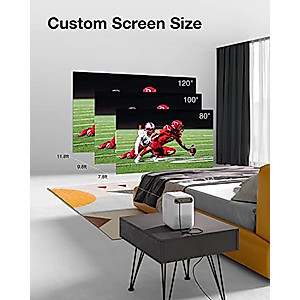 POKITTER Orca Mini Portable Projector with WiFi and Bluetooth, Android TV 9.0 with 5000+ Apps, 9000 Lumens, Native 1080P & 4K Supported, 4D Keystone Correction, 6W Speaker, 120" Image, HDR 10, T2 Max