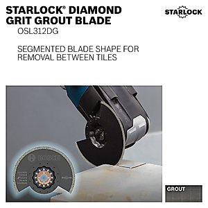BOSCH OSL312DG 1-Piece 3-1/2 In. x 1/8 In. Starlock Oscillating Multi Tool Grout & Abrasive Diamond Grit Grout Blade for Applications in Grout Removal