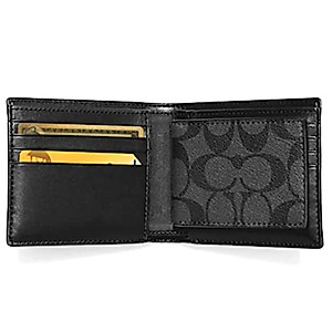 Coach ID Billfold Wallet In Signature Canvas Charcoal/Black