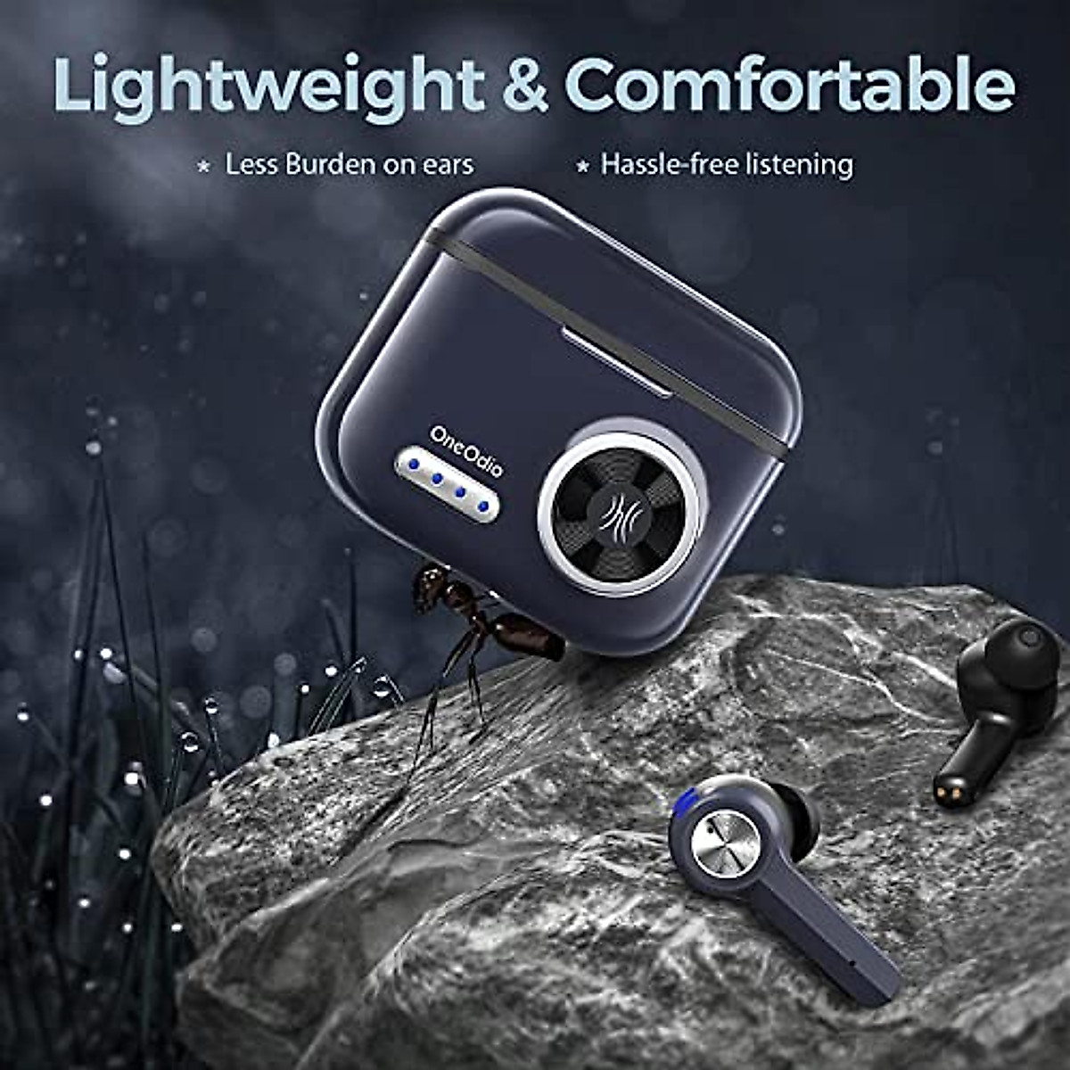 OneOdio True Wireless Earbuds, F2 Wireless Headphones,10mm Drivers with Deep Bass, 48H Playtime, Tiny Size Wireless Earbuds for Commute, Work, Workout, Running Grey