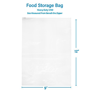 GPI - Slider Zip Food Storage Bags, 9" x 12" 3 Mil Heavy Duty, Strong & Durable For Freezer Storage, 100 Count
