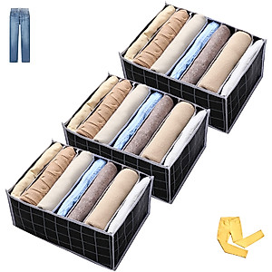 Upgraded Clothes Organizer for Folded Clothes, TIGARI Clothes Organizer for Closet, Compartment Storage Box for Jeans, Trousers, T-shirts