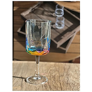 Acrylic Rainbow Diamond wine glass 15 oz. Set of 4