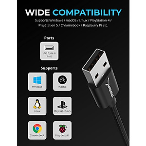 SABRENT 10-Feet USB 3.0 Extension Cable (A-Male to A-Female) with 20" USB Type-A to 3.5mm Dual Audio Jack Adapter