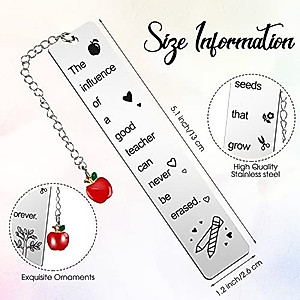 8 Pcs Teacher Appreciation Gift from Students Teacher Bookmark with Apple Pendant Thank You Metal Appreciation Bookmark Graduation Season Gift for Teachers of High School College Elementary
