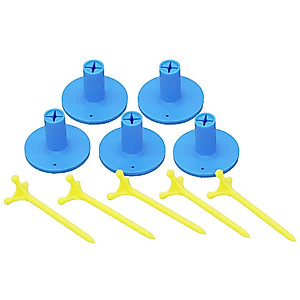 QHALEN Golf Rubber Tee Holder Set for Golf Driving Range Tee Practice Tool Pack of 5 (Blue)