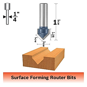 BOSCH 84300MC 3/8 In. x 7/16 In. Carbide-Tipped V-Groove Router Bit