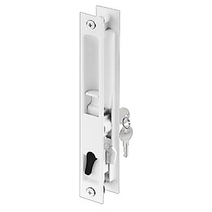 Prime-Line C 1129 Diecast Keyed Patio Sliding Door Handle Set for 1 In. to 1-1/8 In. Thick Sliding Glass Doors, White (Single Pack)