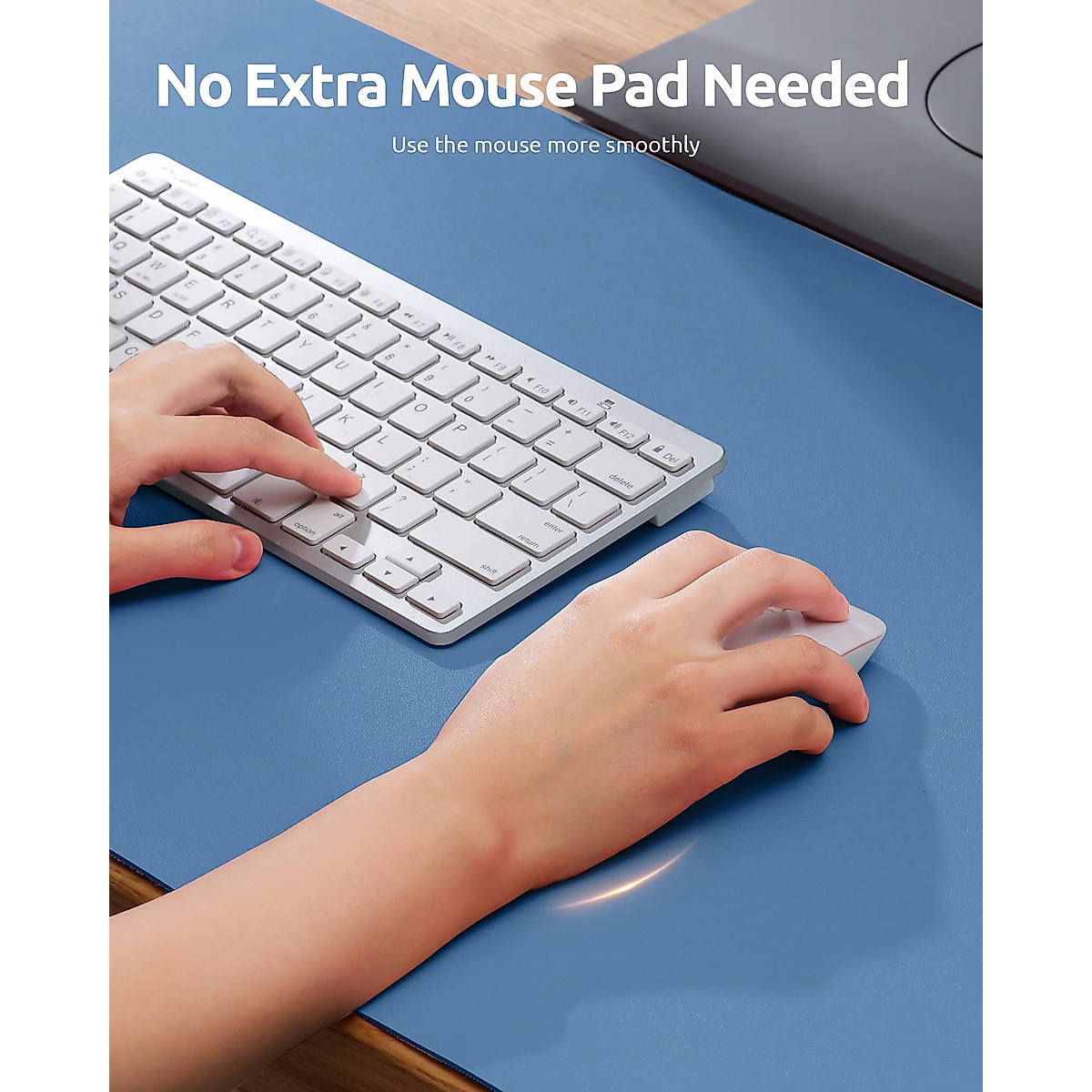 YSAGi Leather Desk Protector, Office Mat, Large Mouse Mat, Non-Slip PU Leather Blotter, Laptop Desk Pad, Waterproof Writing Pad for Office and Home (Sea Blue, 23.6" x 13.8")