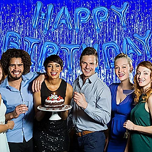 3Pcs Blue Metallic Tinsel Foil Fringe Curtains,3.28ft x 6.56ft Blue Photo Booth Backdrop Streamer Curtain,Photo Booth Props,Ideal Bachelorette Party Supplies,Birthday,Christmas,New Year Decorations