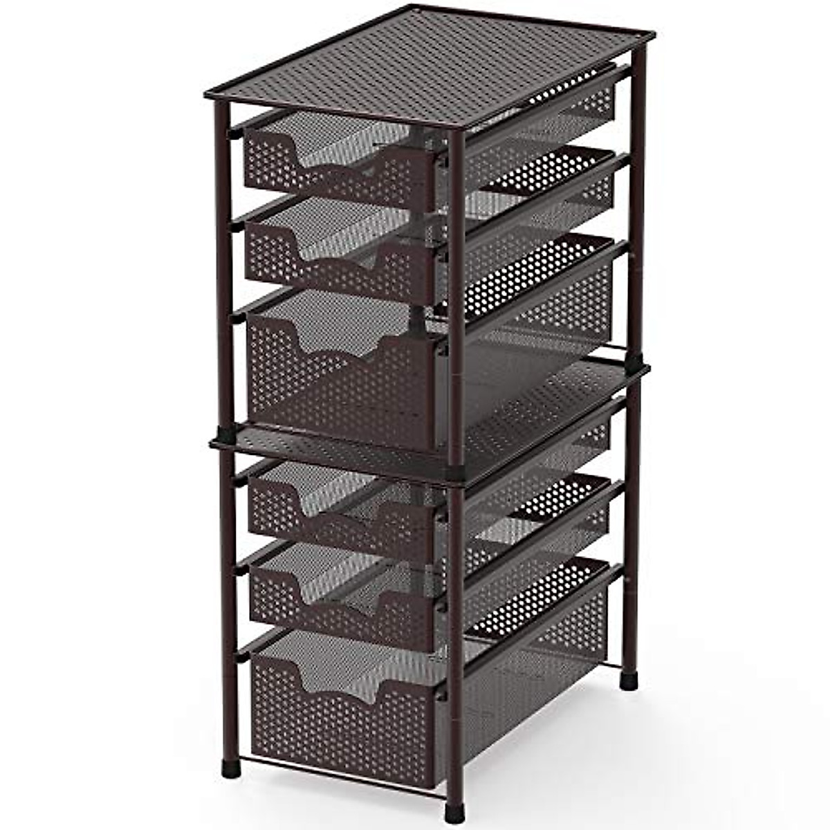 Simple Houseware Stackable 3 Tier Sliding Basket Organizer Drawer, Bronze