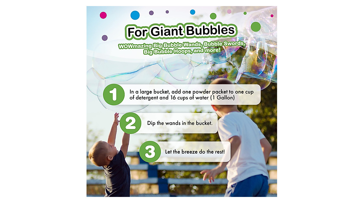 WOWMAZING Big Bubble Refill Powder - 6 Pack for Giant Fun