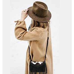 ZOVYRON Western Fringe Crossbody Purse, Boho Cow Print Bag Small Leather Fringe Purse Leopard Tassel Fringe Shoulder Bag for Women