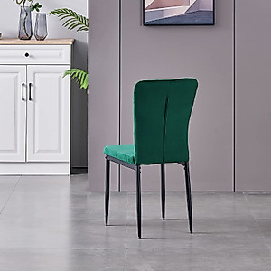 FENZARD Set of 6 Living Room Chairs Dining Chairs with Velvet, High Back, Metal Frame and Modern Lattice Design for Living Room, Dining Room,Green