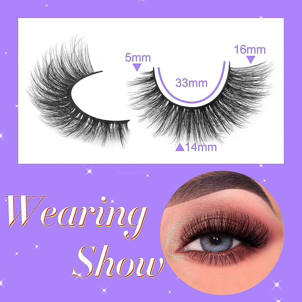 Cat Eye Lashes Natural Look Fluffy False Eyelashes Mink 6D Wispy Eye Lashes Pack Short Fake Lashes for Women by HeyAlice,14 Pairs