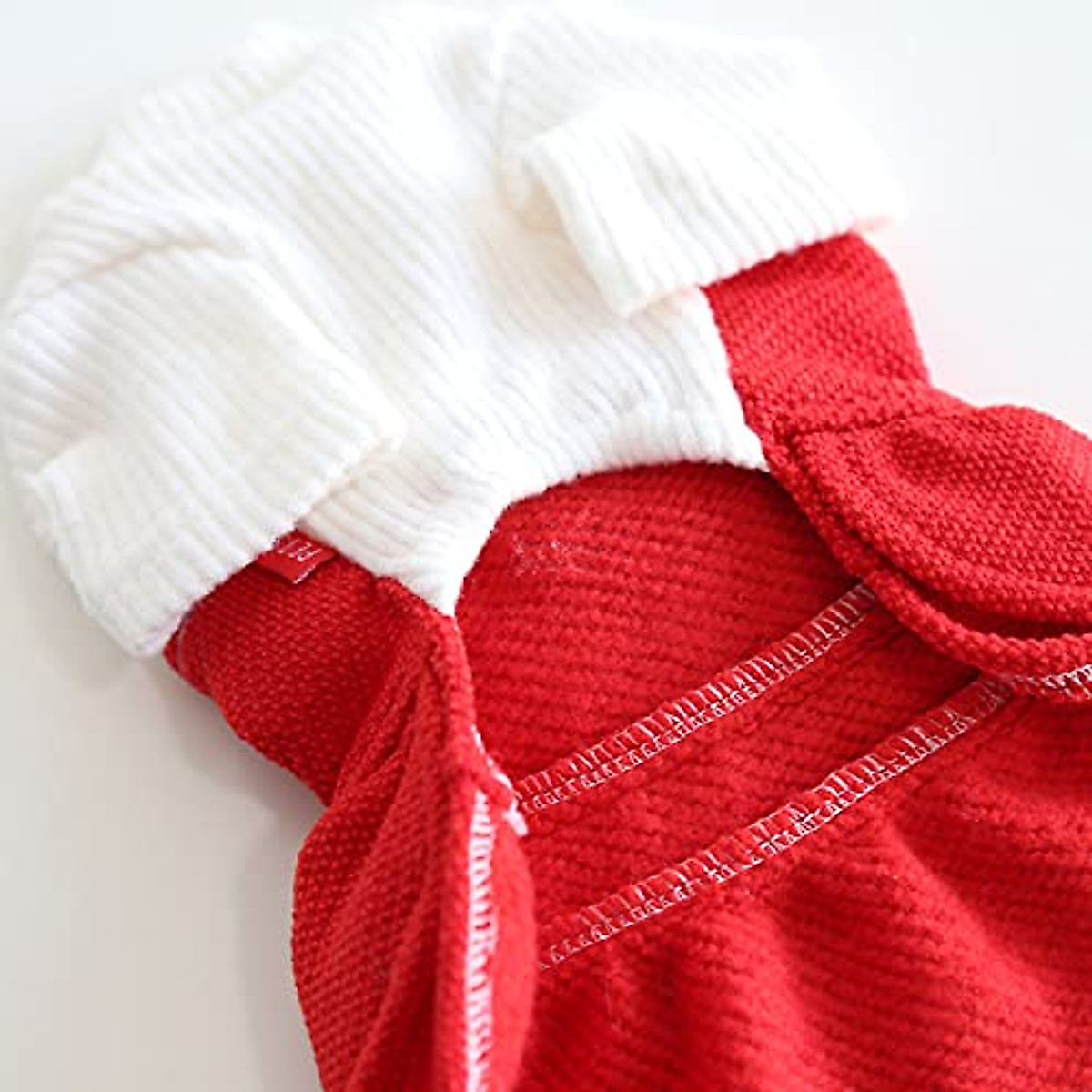 FLAdorepet Dog Dress for Christmas Holiday Party Winter Warm Small Dog Bowknot Dress Tutu Skirt, Cat Costume Clothes Pet Apparel (Large, Red)