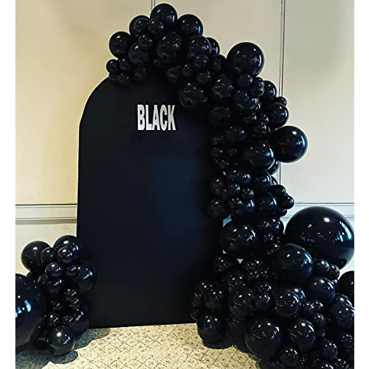 Tcwlyfc Black Balloon Garland Kit, 130PCS 18In 12In 10In 5In Different Sizes Black Latex Balloons Arch Kit for Birthday Anniversary Prom Engagement Weddings Graduation Black Themed Party Decorations