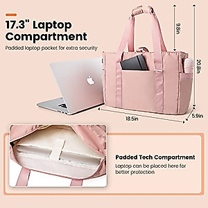 MACWE Pink Tote Bag for Women with Yoga Mat Buckle - Large Laptop Tote Bag with Computer Sleeve - Water-resistant Handbag for Work, School and Gym ( Pink )