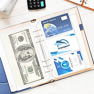 12 Pcs A6 Binder Sleeves A6 PVC Cash Envelopes 6 Holes Binder Pockets Card Sleeves Waterproof PVC Pockets Clear Cash Envelopes Clear Zipperless Binder Pouch for Protect Store Your Cash Invoices Coupon