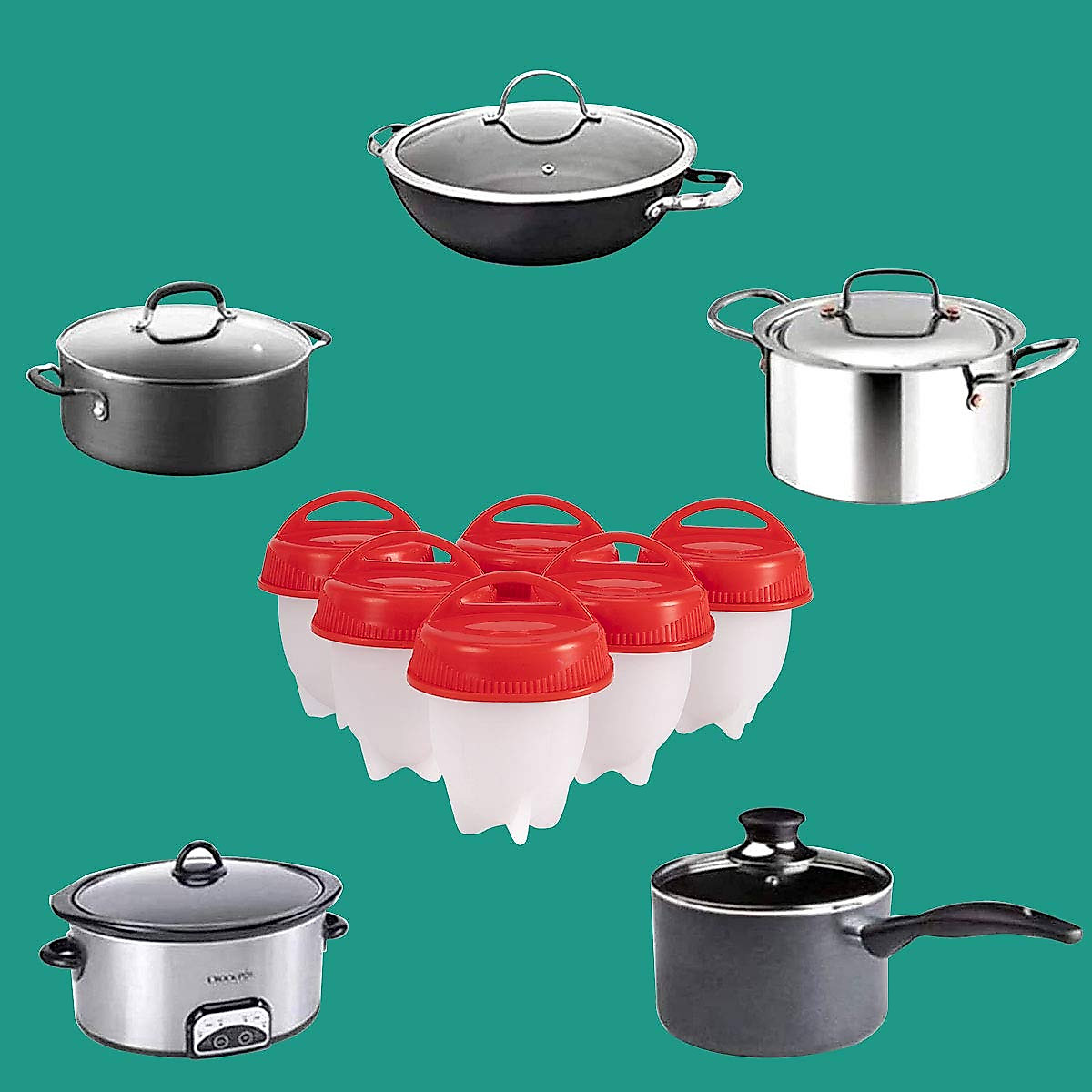 Silicone Egg Cooker, Hard Boiled Egg Maker 6 Pieces Silicone Egg Poachers, Boiled Egg Cooker without Shell, BPA Free Non-Stick Egg Poacher, Fast Poaching Egg Cooker for Hard Boiled Eggs