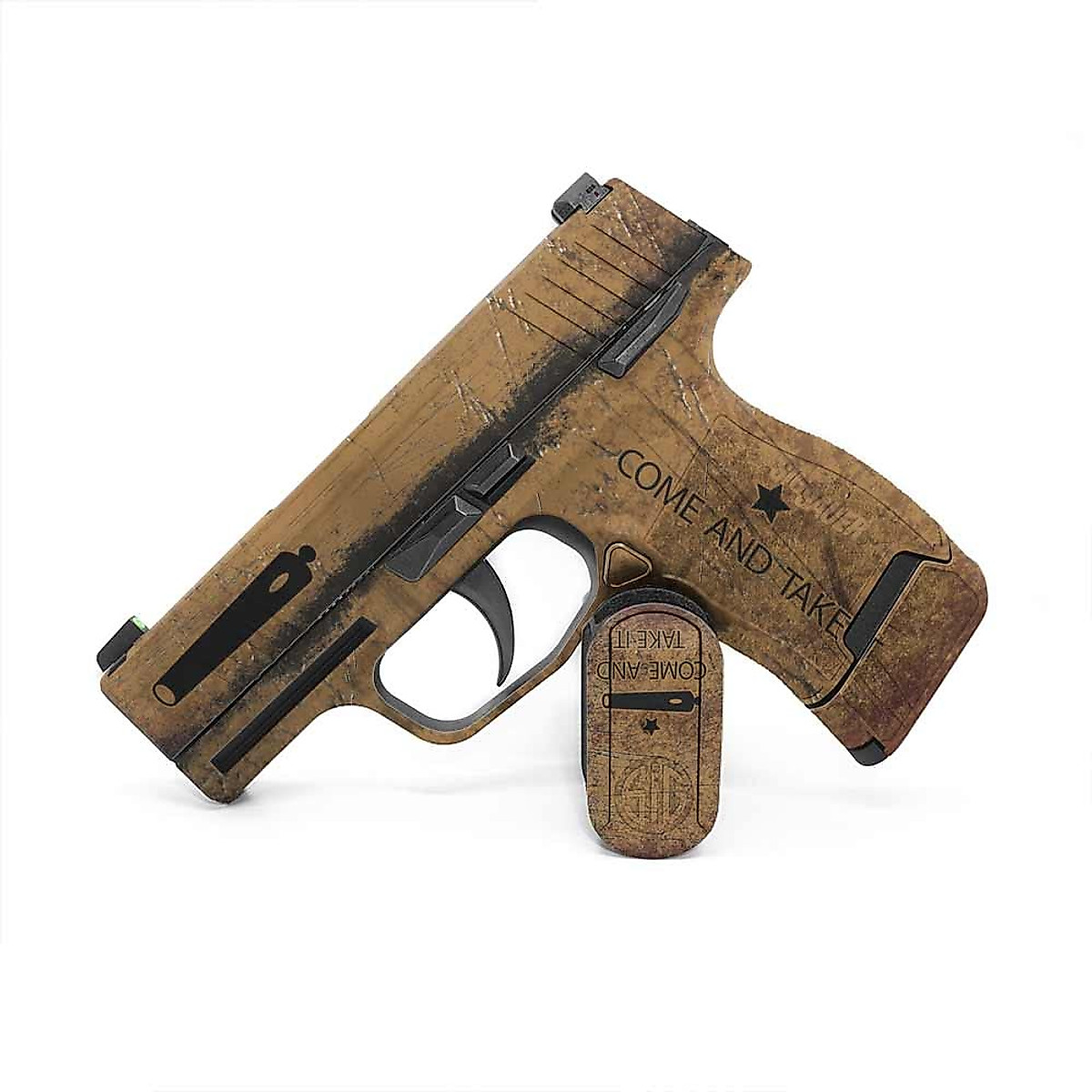 GunSkins Precut Pistol Skin for Sig Sauer P365 - Compatible with Airsoft AEG BB Gun - Vinyl Wrap - Easy to Install - 100% Waterproof - Matte Finish - Made in USA - GS Come and Take It