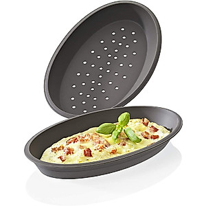 LURCH Germany Flexiform Silicone Oval Pizza Molds 9.8 x 5.9 inches - Set of 2 - Brown