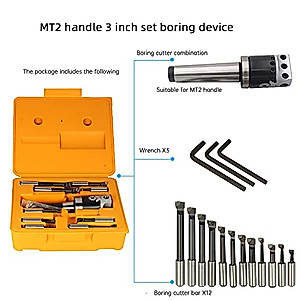 Carbide Boring Head MT3 Shank 12pcs 3" Boring Bar Ordinary Machine Milling Cutter Set