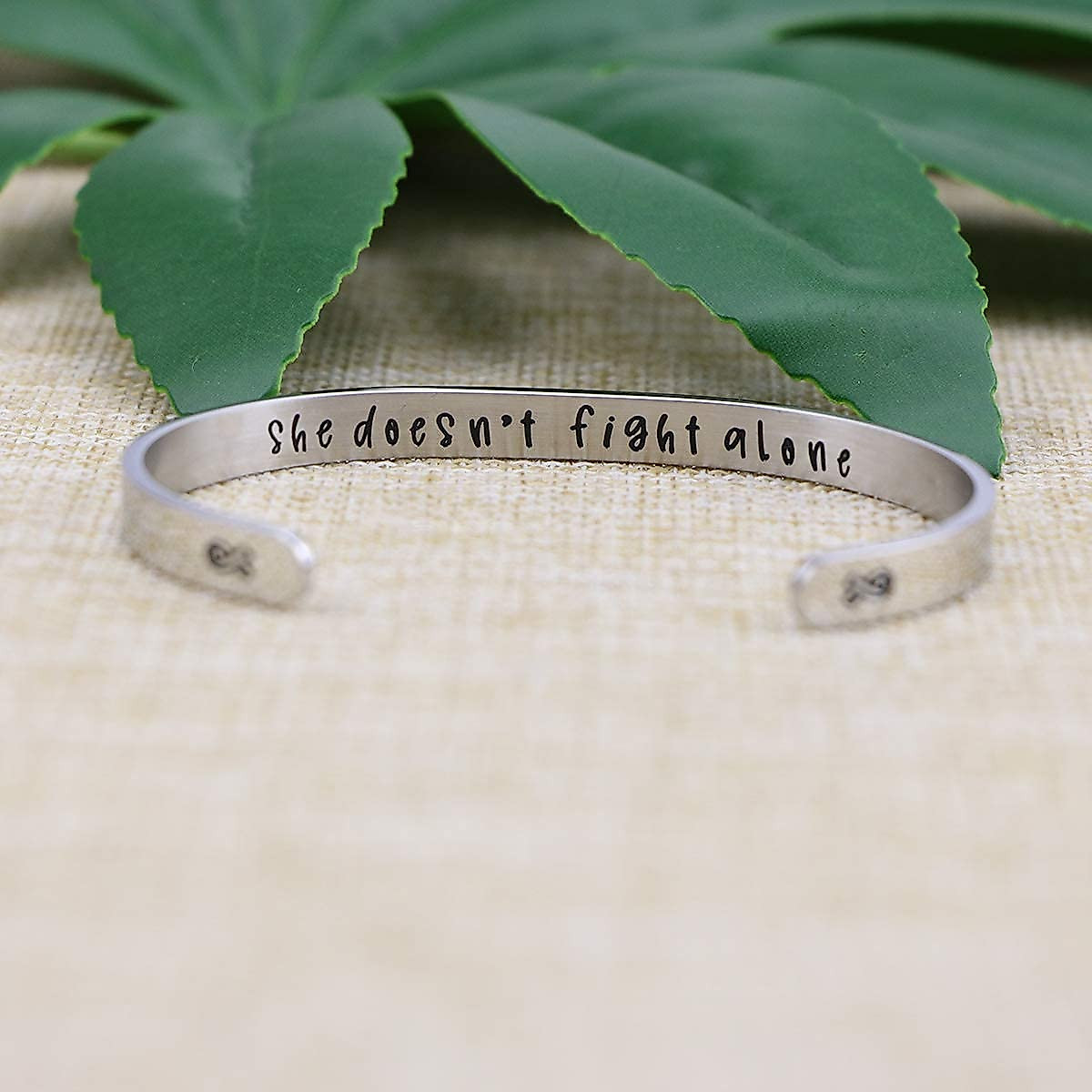 JoycuFF Breast Cancer Survivor Gifts for Women Cancer Awareness Bracelet Warrior Mantra Cuff Bangle Inspirational Encouragement Jewelry