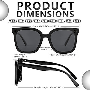 Yaserra Trendy TAC Polarized Square Sunglasses for Women Men, Oversized Lightweight TR90 Frame UV400 Protection