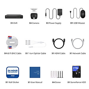 ANNKE Home Security Camera System, 3K Lite 8 Channel Security Video Recorder with 4Pcs 3K Built-in Mic Dual Light Cameras, AI Human/Vehicle Detection for Business Surveillance, 2TB Hard Drive