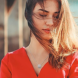 1/2 Carat Diamond Necklaces for Women | Round Cut Natural Diamond Cushion Halo Pendant | Sterling Silver Necklace | Fine Jewelry for Her | Gift Box Included