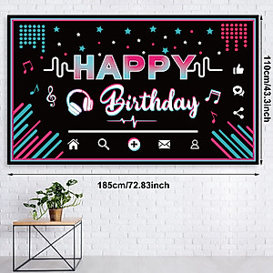 Music Happy Birthday Party Decorations Musical Social Media Birthday Party Supplies Includes Backdrop Tablecloth Music Note Balloons and Latex Balloons for Girls Music Birthday Party Photography