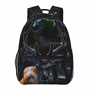 Outdoor Wildlife Deer Antler Lightweight Casual Student Backpack -- Light And Portable, Suitable For School, Work, Weekend Vacation, Travel, 7.8x11.4x15.7 Inch.