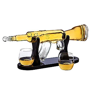 Gifts for Dad, Whiskey Gifts for Men, Whiskey Decanter Rifle with 2 Whiskey Glasses, Whiskey Decanter Set for Liquor, Scotch, Bourbon Vodka, Gifts for Men