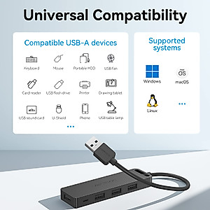 USB Hub, VENTION 4-Port USB Hub 2.0 Splitter with Charging Port for Notebook PC, USB Flash Drives, Mobile HDD for MacBook Pro, iMac, Surface Pro, XPS (0.5FT/0.15m)