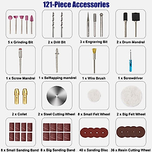 Afantti Mini Power-operated Rotary Tool Corded Electric Detail Sander Grinder Plisher Set with | 121 Accessories | for Small Crafts & Projects