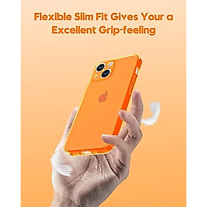 Svanove for iPhone 13 Mini Case Clear, Transparent Thin Slim Flexible TPU Cute Cover Aesthetic Design, Soft Silicone Rubber for Women Girl, Non-Yellowing Protective Airbag Gel Bumper, Neon Orange