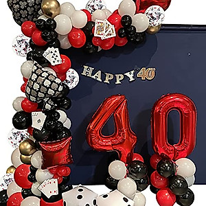 Red and Black Balloons Arch Kit, 100 Pieces Red Black White Confetti Balloons for Birthday, Brial Shower, Casino Theme Party Decorations