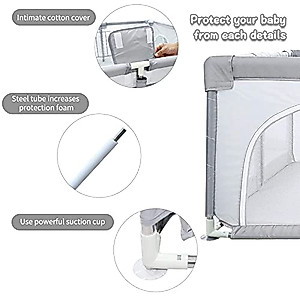 "Baby Playpen(59*70 in), Indoor & Outdoor Kids Activity Center with Anti-Slip Base, Sturdy Safety Play Yard with Super Soft Breathable Mesh, Kid's Fence for Infants Toddlers(GREY-XL)"