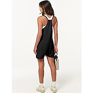 ANRABESS Rompers for Women Jumpsuits Casual Summer Outfits Shorts Overalls 2023 Fashion Comfy Clothes Sleeveless Jumpers with Pockets A948-heise-M