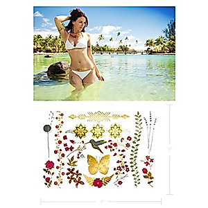Terra Tattoos Gold Metallic Temporary Tattoos Waterproof Nontoxic Long Lasting Perfect for Beach, Festivals, & more (Enchanted)