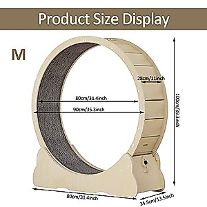 Homegroove Cat Exercise Wheel for Indoor Cats, Cat Running Wheel with Carpeted Runway, Cat Sport Treadmill Wheel for Kitty’s Longer Life, Fitness Weight Loss Device, 39.3" H Natural Wood Color(M)