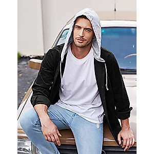 COOFANDY Men's Corduroy Jacket Long Sleeve Regular Fit Button Down Winter Shirt Shacket