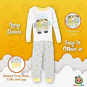 CoComelon Boys’ 4-Piece Snug-Fit Cotton Pajamas Set, Time for Bed, 5T