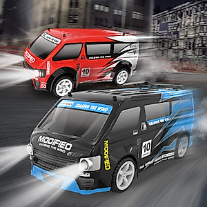 LOOZIX Drift RC Car, 1: 14 Scale 4WD 4X4 2.4Ghz Remote Control Truck Van, Ready to Run, RC On-Road Racing Car with LED Light for Boys Age 8-12 Years Old