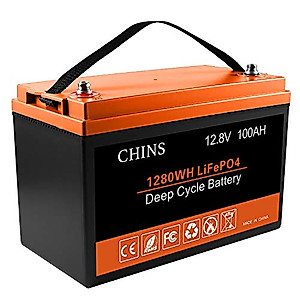 CHINS Bluetooth LiFePO4 Battery Smart 48V 120AH Lithium Battery Perfect for Golf Cart, Trolling Motor, Marine, Built-in 200A BMS, Includes Battery Monitor