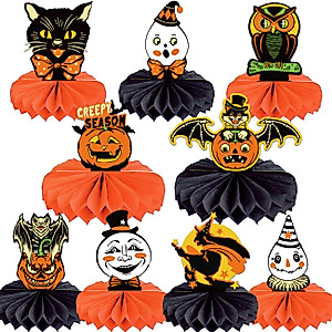 Vintage Halloween Party Decorations Halloween Table Honeycomb Centerpiece 9Pcs Johanna Parker Halloween Table Decor Pumpkin Ghost Cat Bat Ornaments for Halloween Party Supplies