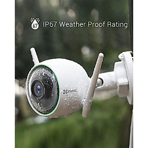EZVIZ Outdoor Security Camera Color Night Vision, 1080P AI-Powered Person Detection, H.265, IP67 Waterproof, Customizable Detection Zones, 2.4GHz WiFi Supports MicroSD Card up to 256GB(C3N)